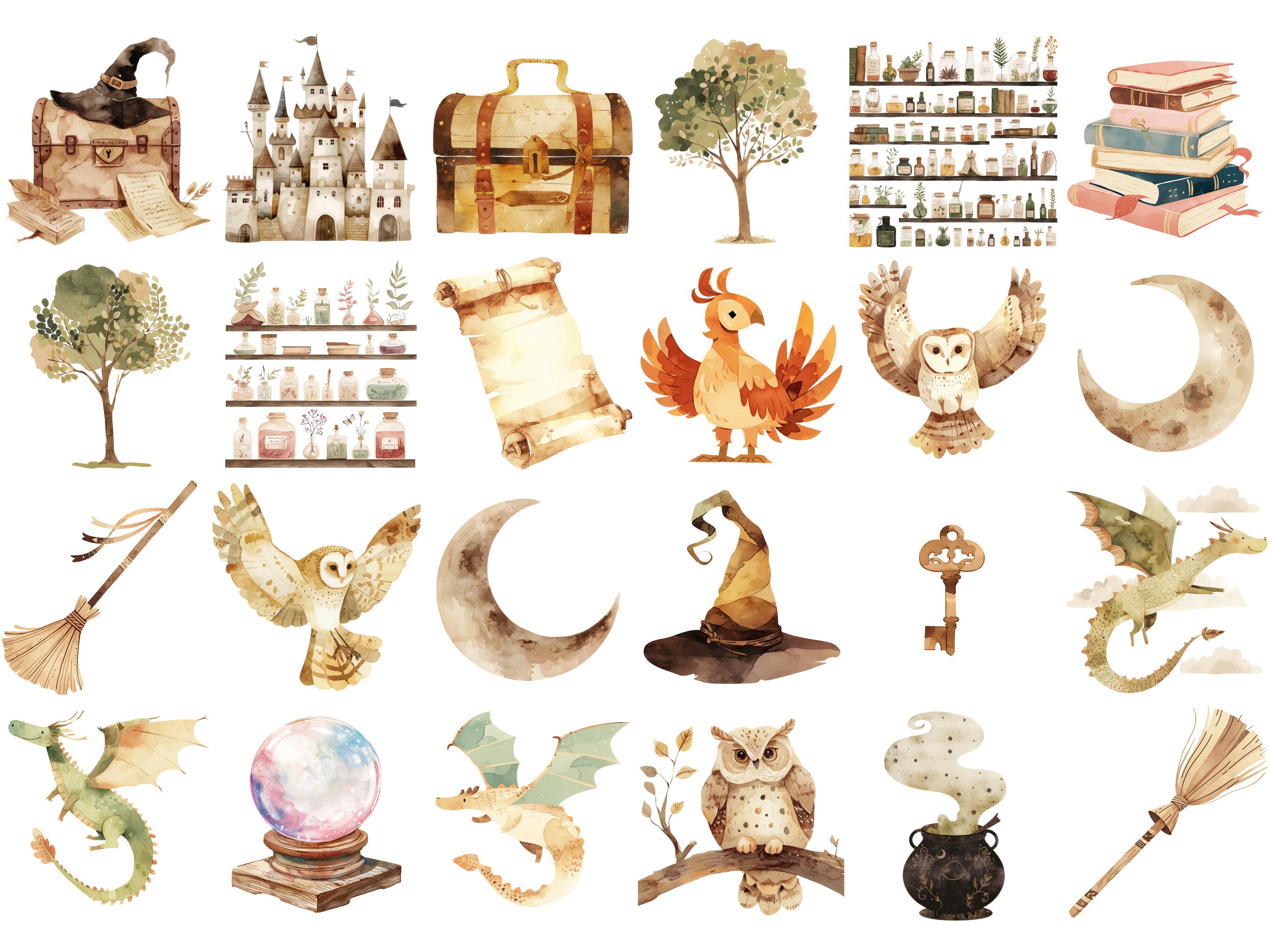 Cute Wizard Clipart Watercolor Witch Clipart for Commercial Use PNG ...