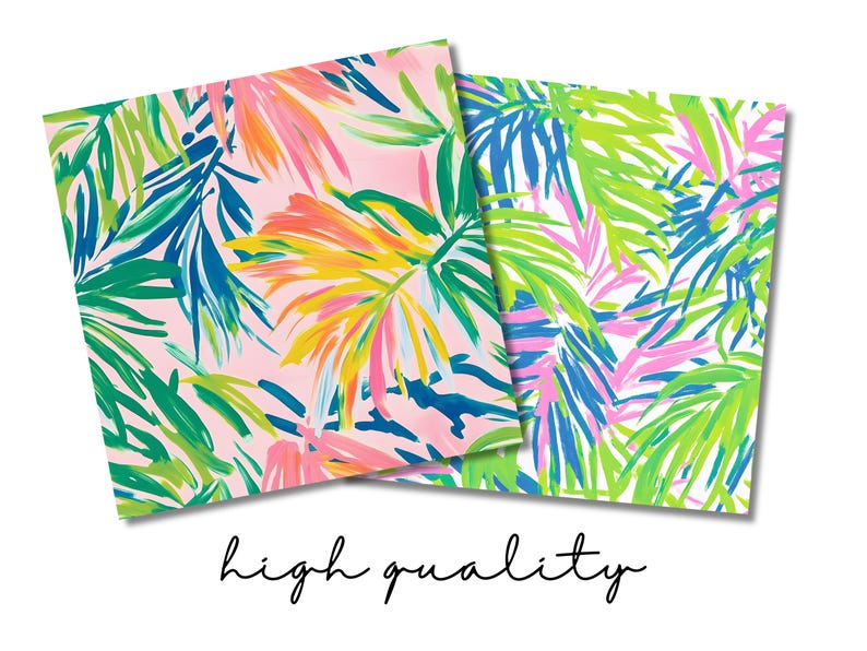 Colourful Preppy Palm Leaf Seamless Patterns - Vibrant Abstract ...