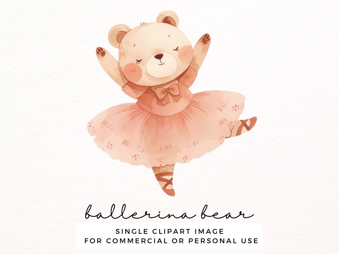 Ballerina Bear Clipart Ballet Dance Teddy Bear Clip Art for Nursery ...
