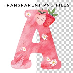 Watercolour Strawberry Alphabet & Numbers Clipart - Cute Berry Clipart ...