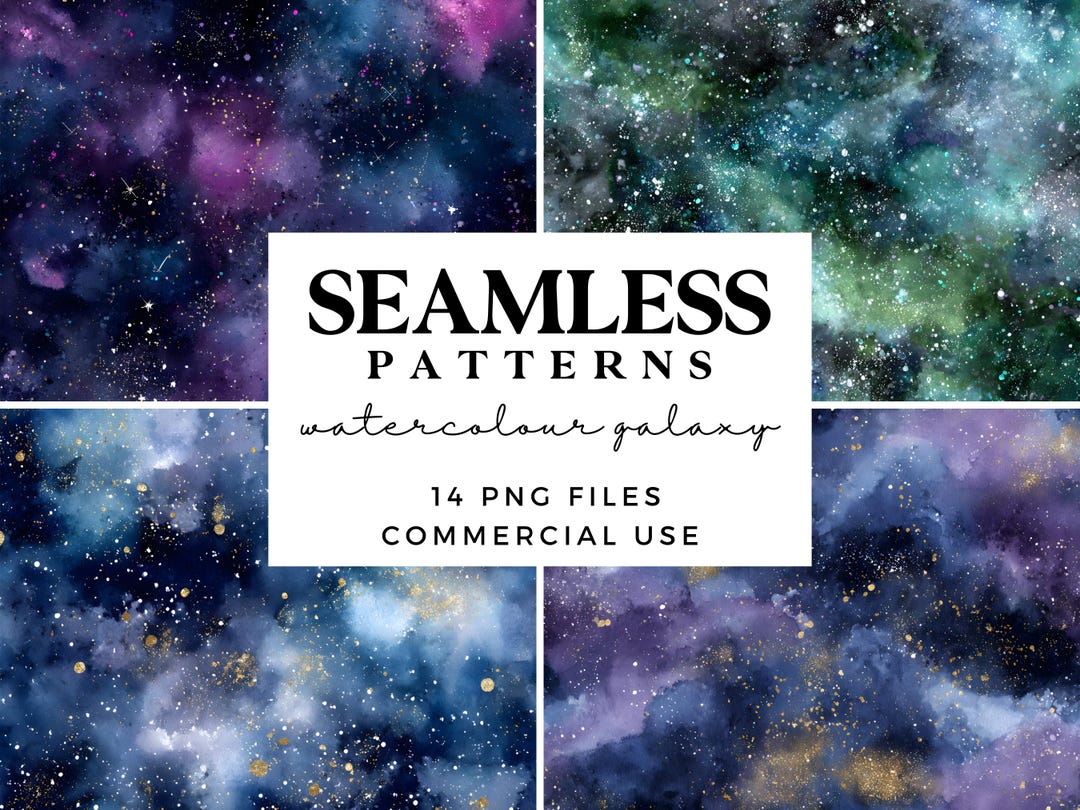 Galaxy Seamless Patterns, Starry Sky Digital Paper, Watercolor Space ...
