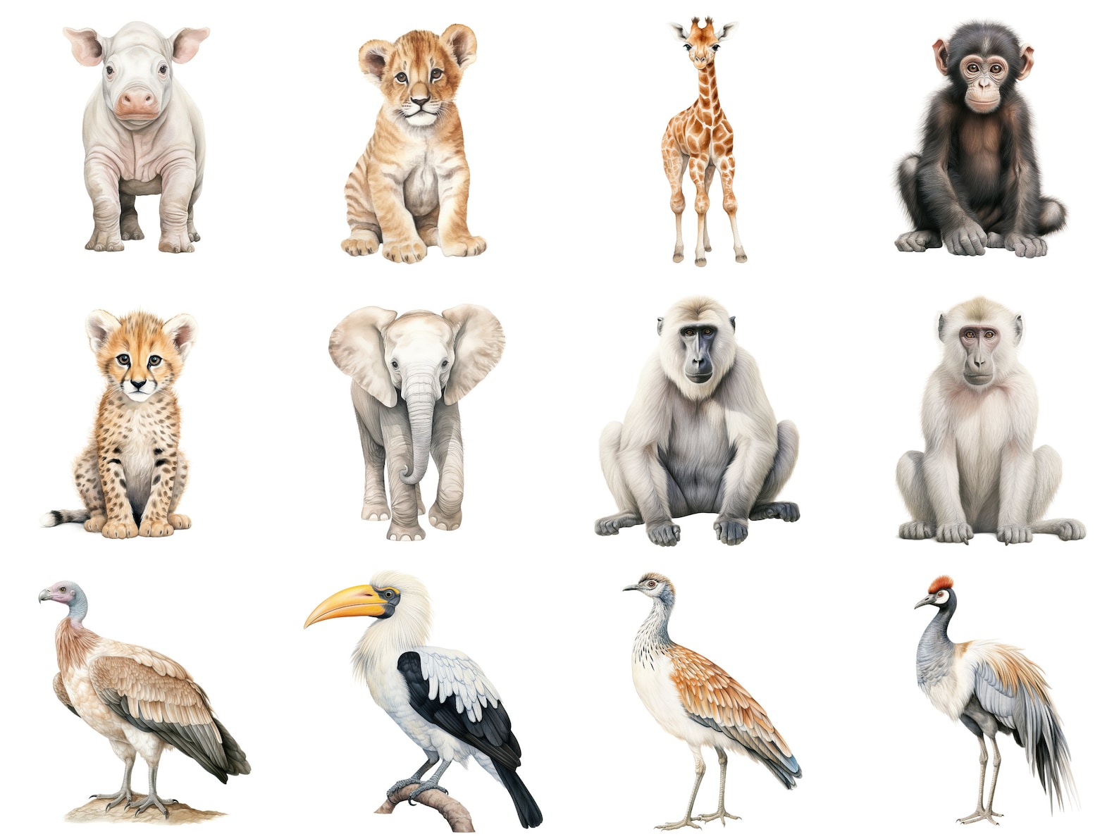 Safari Animals Clipart - Watercolor Clipart for Commercial Use ...
