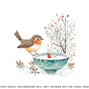 Christmas Birds Clipart - Watercolour Cute Bird Clip Art Illustrations ...