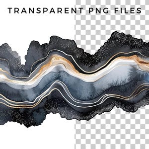 Black Agate Borders Clipart for Commercial Use - Geode Clip Art - Black ...