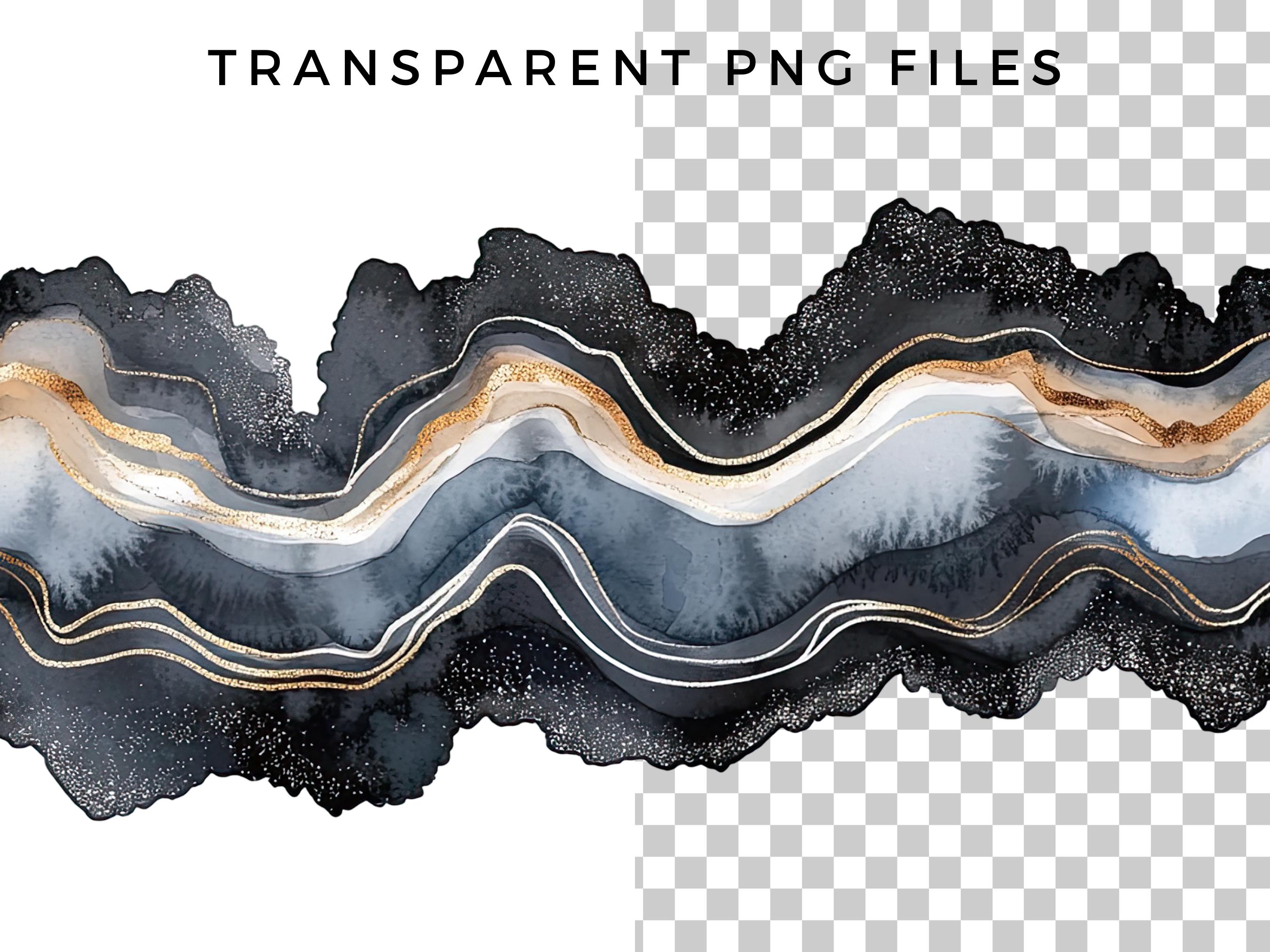 Black Agate Borders Clipart for Commercial Use - Geode Clip Art - Black ...