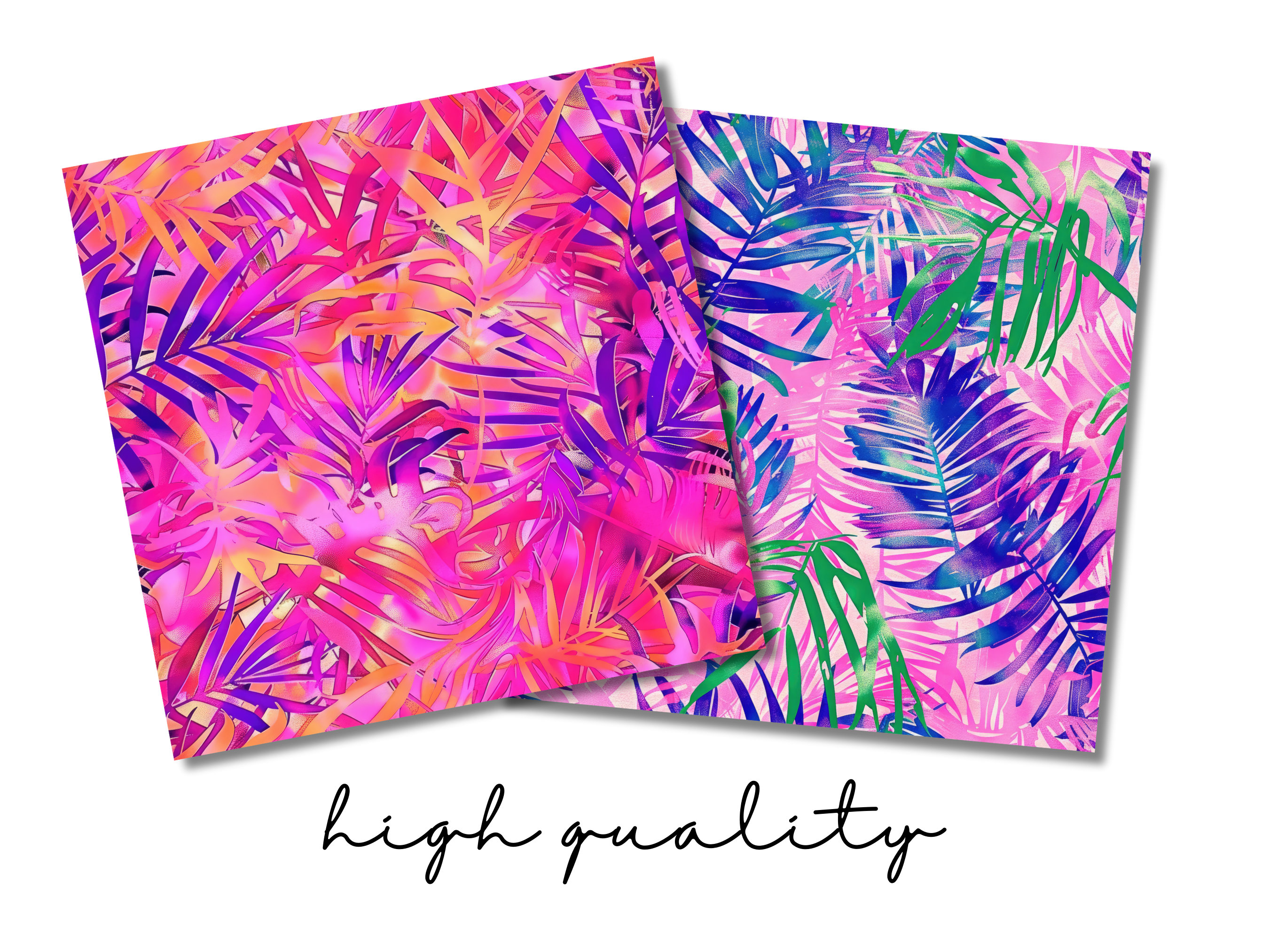 Hot Pink Tropical Seamless Patterns Colourful Jungle Backgrounds ...