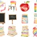School Clipart Set - Watercolour School Supplies Clipart Bundle - Back ...