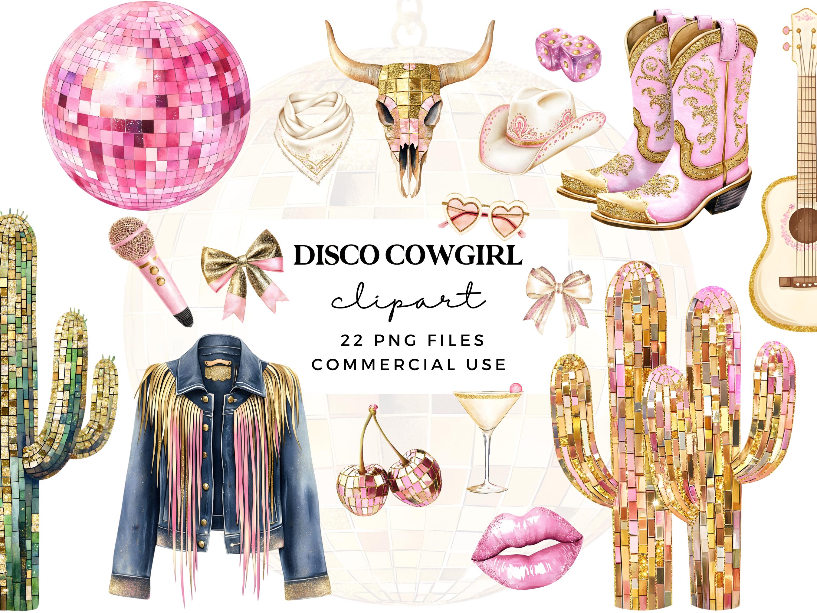 Disco Cowgirl Clipart - Watercolour Cowgirl Bachelorette - Western PNG ...