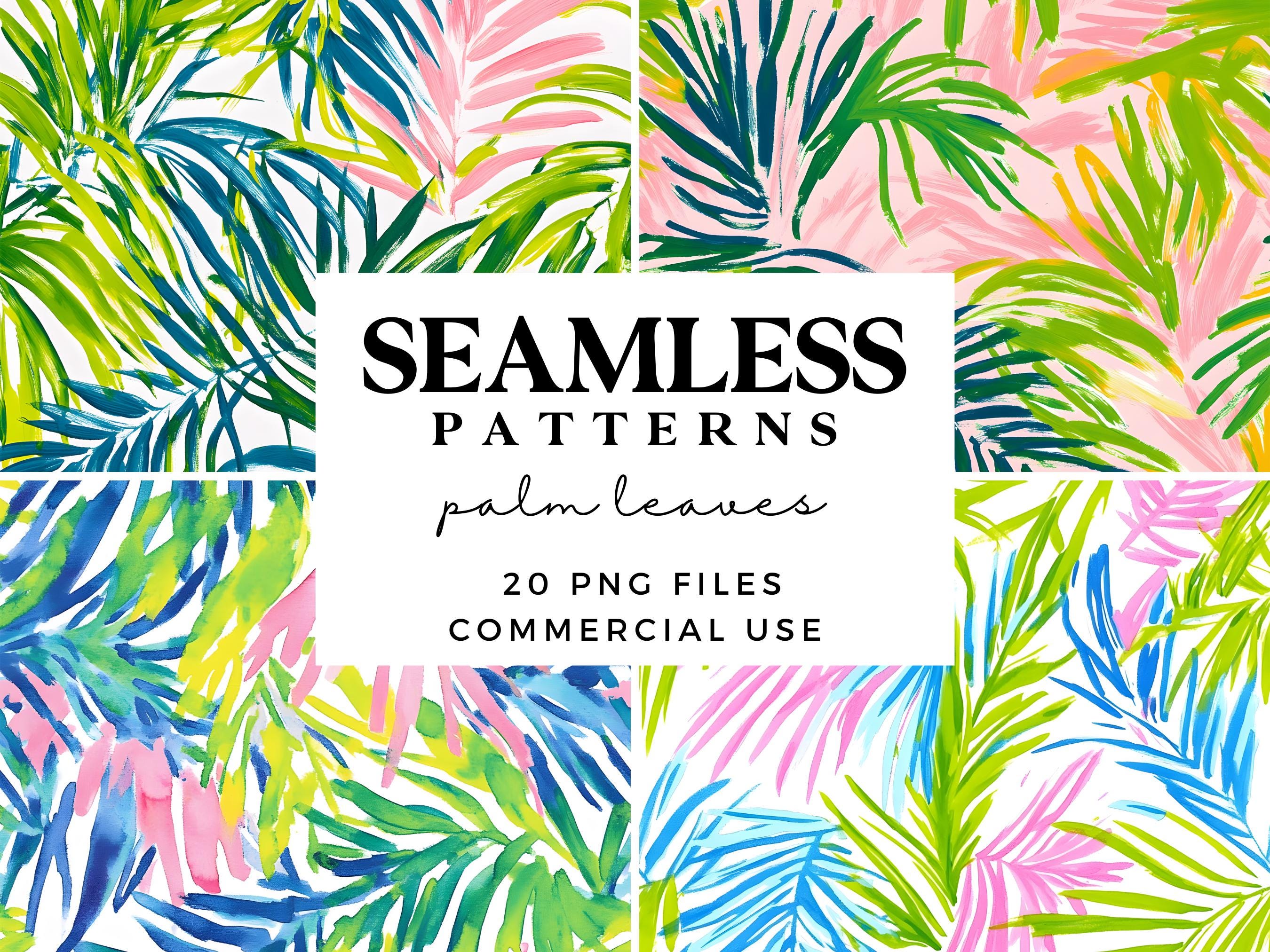 Colourful Preppy Palm Leaf Seamless Patterns - Vibrant Abstract ...
