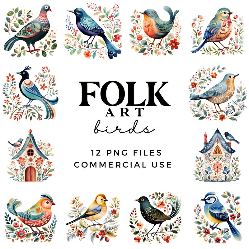 Bird Folk Art - Etsy