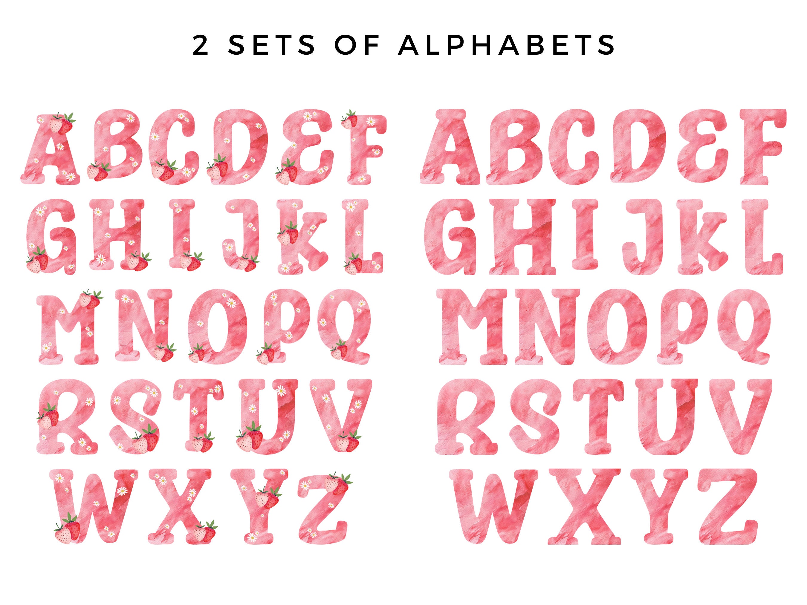 Watercolour Strawberry Alphabet & Numbers Clipart Cute Berry Clipart ...