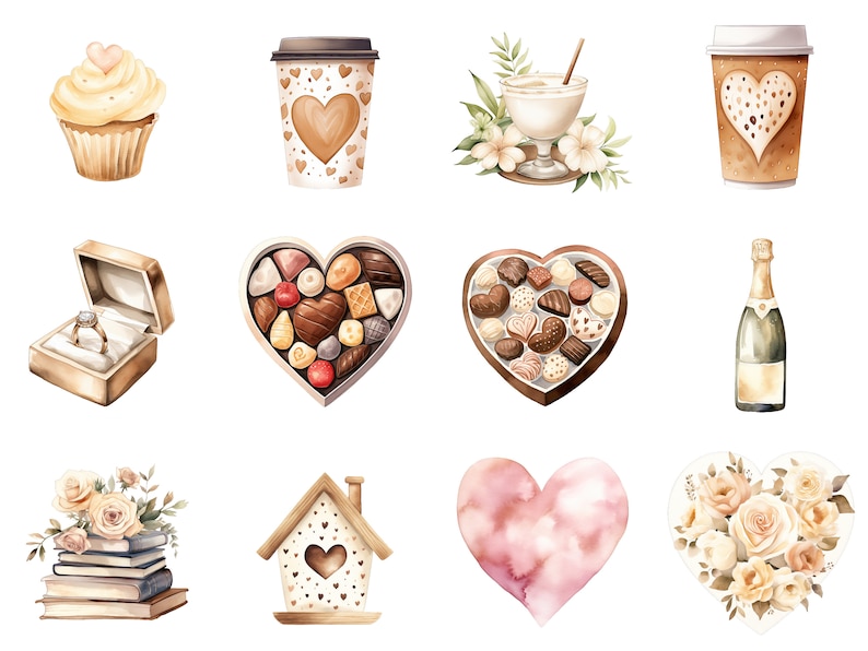 Valentines Clipart Bundle Neutral Valentines Day Clip Art Set ...