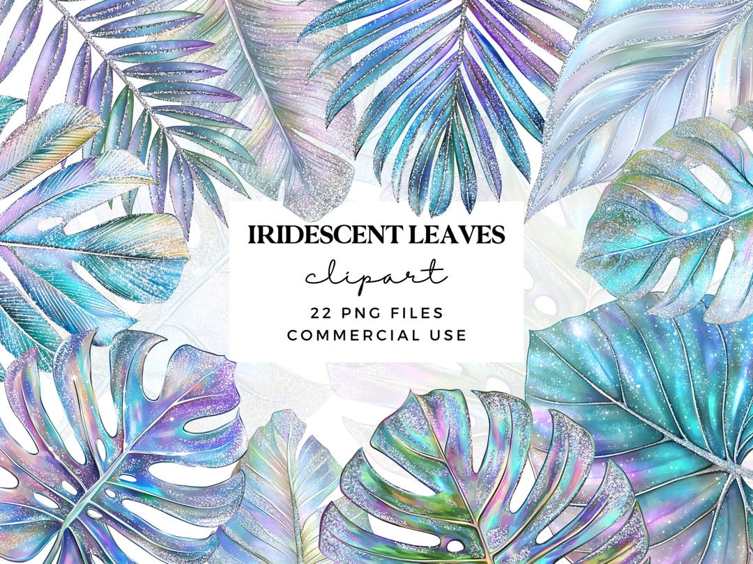 Iridescent Tropical Leaves Clipart PNG - Watercolour Leaf Clip Art ...