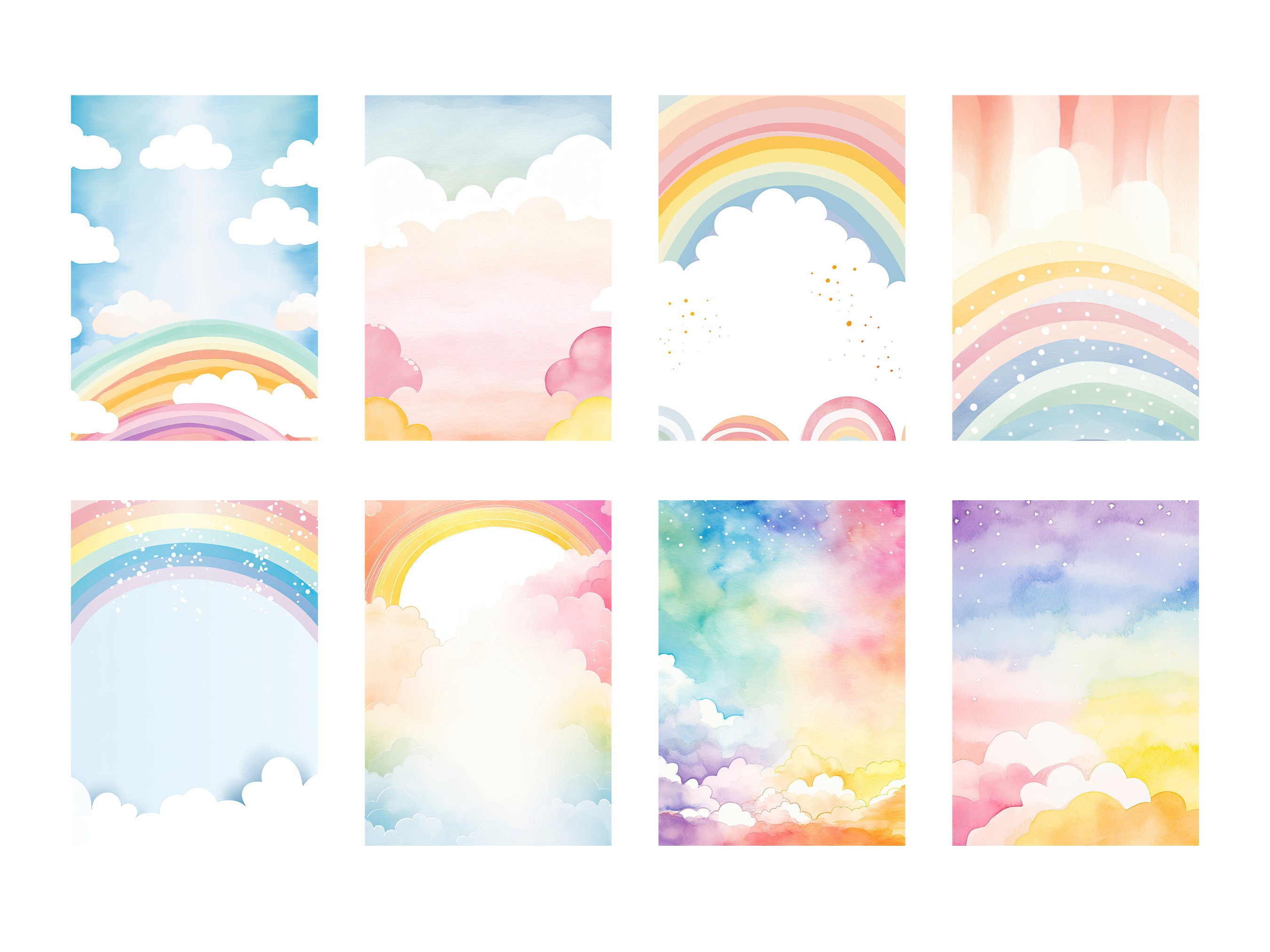 Pastel Rainbow Invite Background Papers 5x7 Party Invitation Digital ...