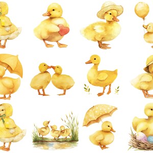 Cute Ducklings Clipart Set - Watercolor Spring Clip Art for Kids Party ...