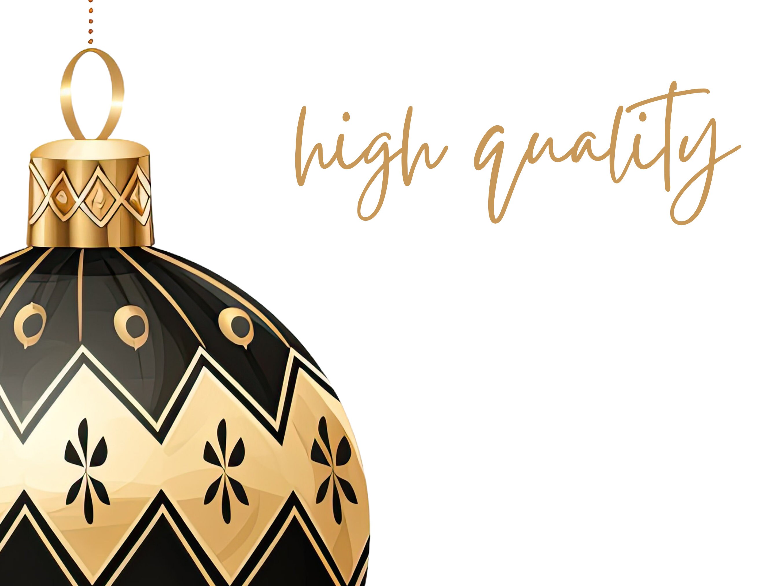 Christmas Baubles Clipart in Black & Gold Xmas Ornament Clip Art Bundle ...