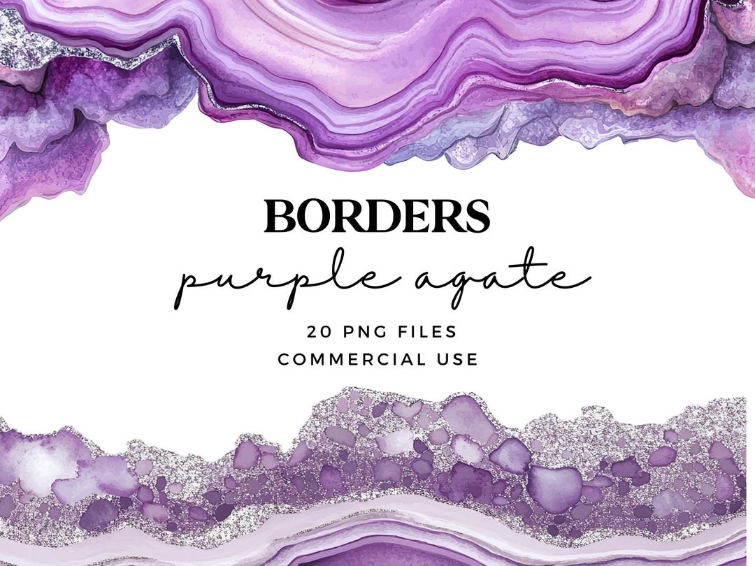 Purple Agate Borders Clipart for Commercial Use - Amethyst Geode Clip ...
