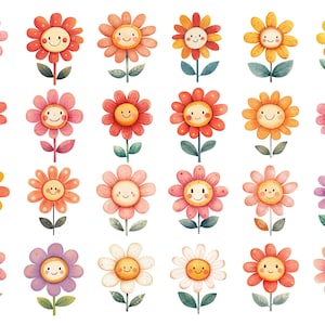 Cute Flowers Clipart - Retro Daisy Clip Art Illustrations - Adorable ...