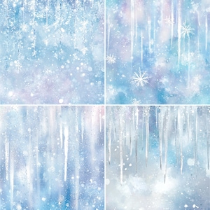 Frozen Winter Digital Paper - Icicles Scrapbook Paper - Christmas ...