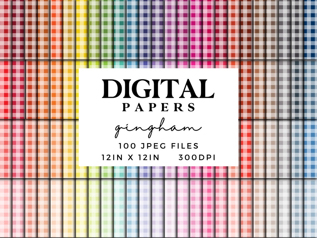 Gingham Digital Paper in 100 Colours - Seamless Pattern Scrapbook Paper ...