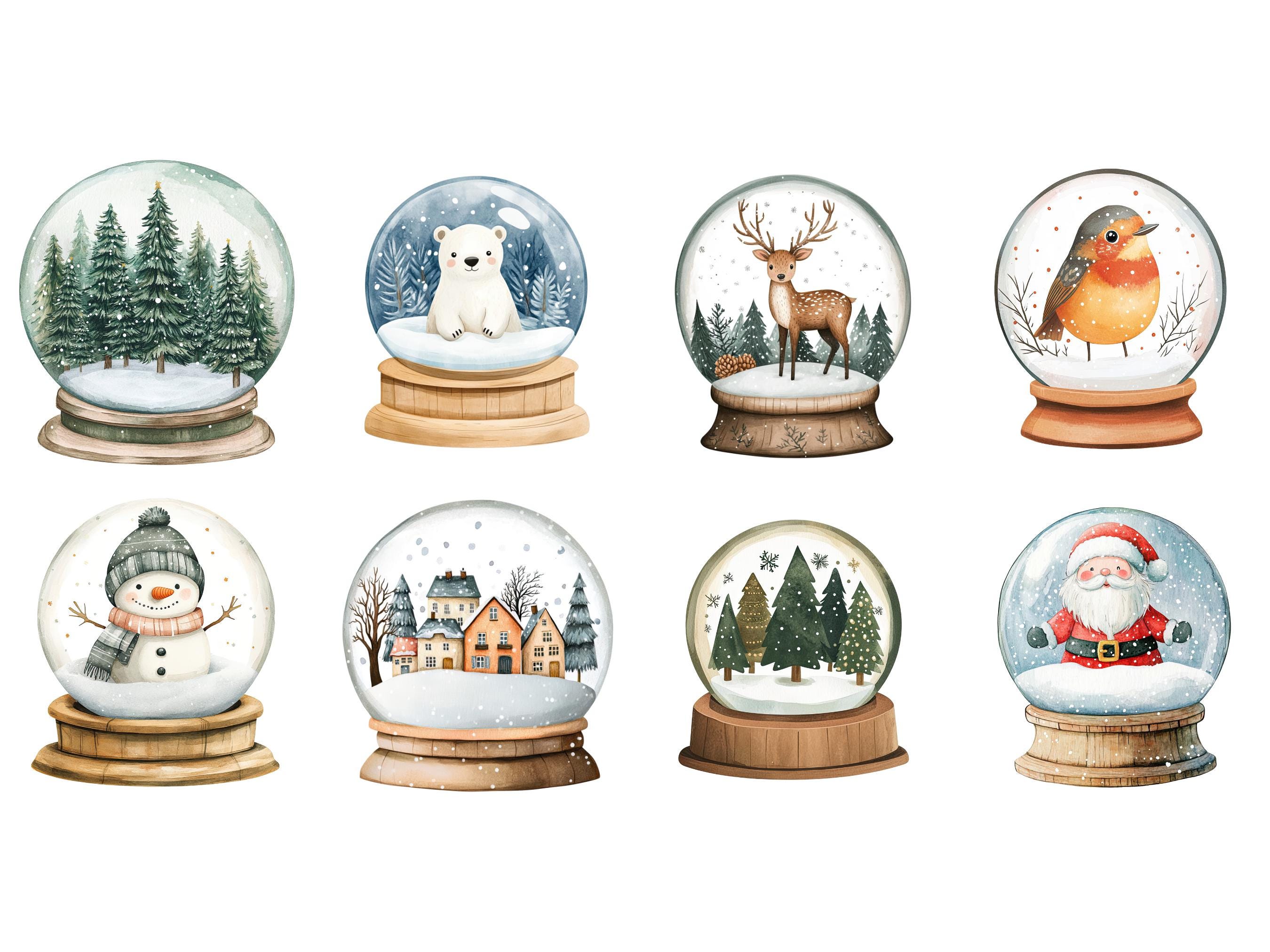 Cute Christmas Snow Globe Clipart Bundle - Snowman Snowglobe Clip Art ...