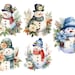 Floral Snowman Clipart Bundle Watercolour Snowmen Clip Art Set Cute ...