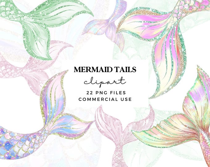Mermaid Watercolor Clipart. Mermaids Tails, Tail Digital Png Clip Art ...