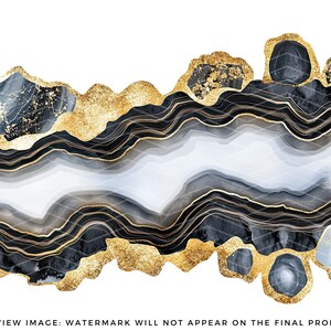 Black Agate Borders Clipart for Commercial Use - Geode Clip Art - Black ...
