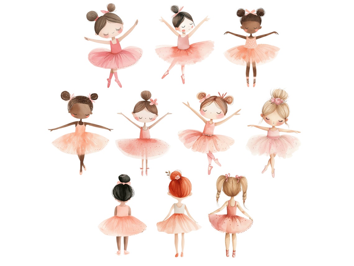 Ballerina Clipart Set Ballet Dance Clip Art for Nursery Wall Art, Kids ...