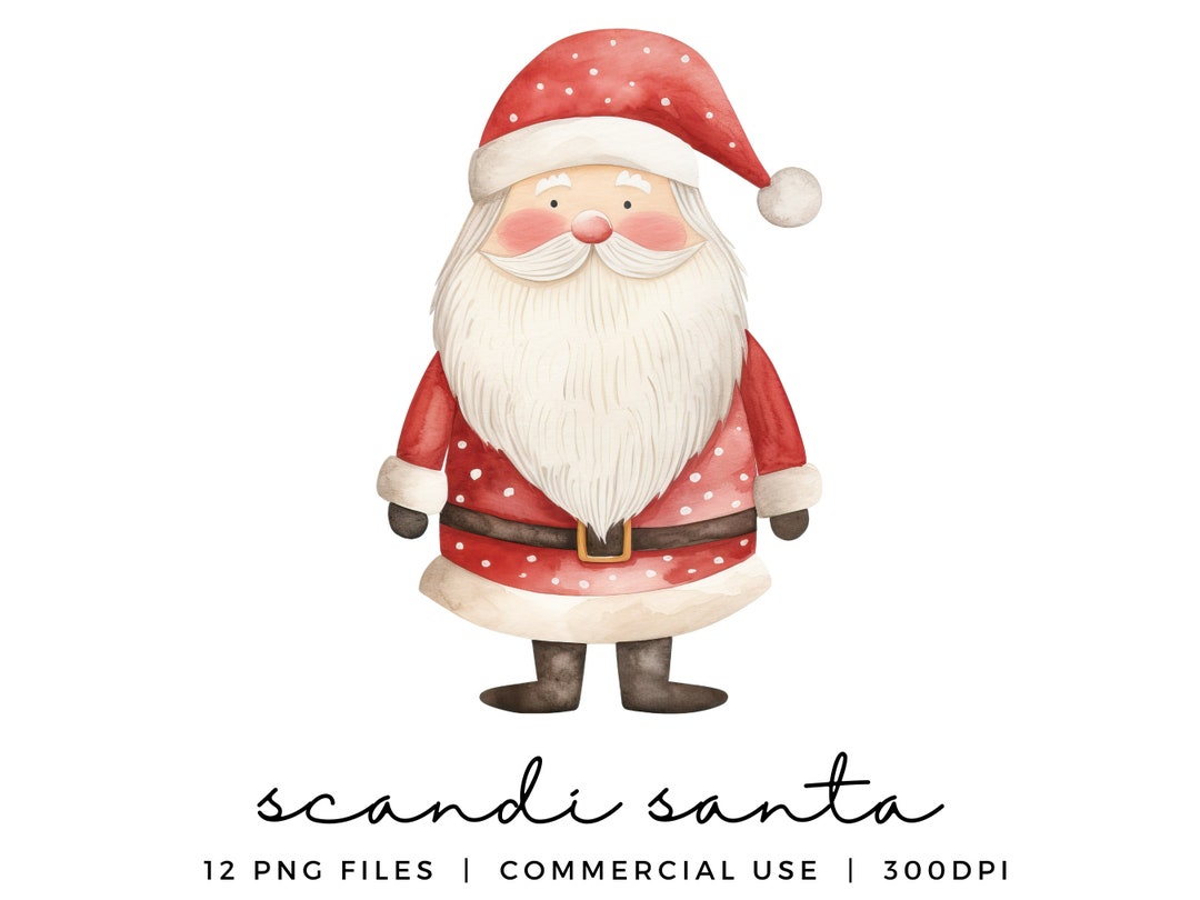 Cute Scandi Santa Clipart Bundle - Father Christmas Clip Art - Xmas ...