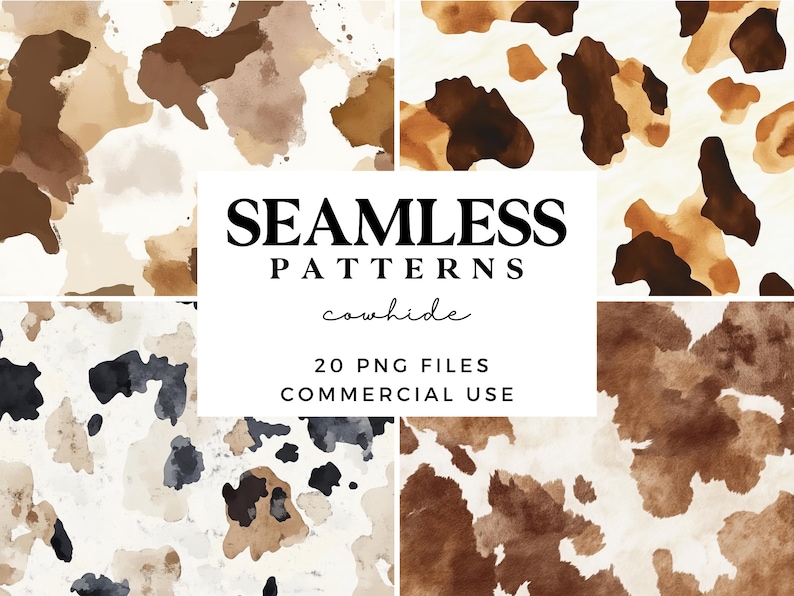 Watercolour Cowhide Print Seamless Patterns - Western Digital ...