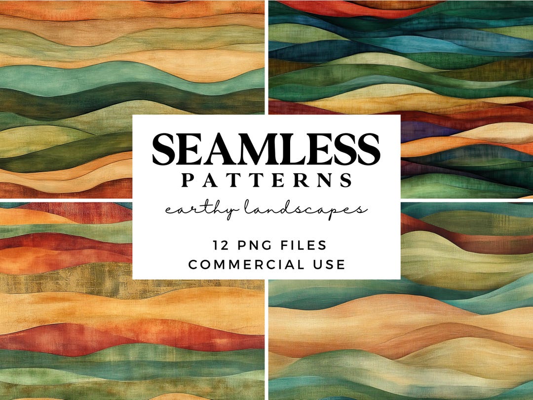 Earth Tone Landscapes Seamless Patterns - Earthy Digital Backgrounds ...