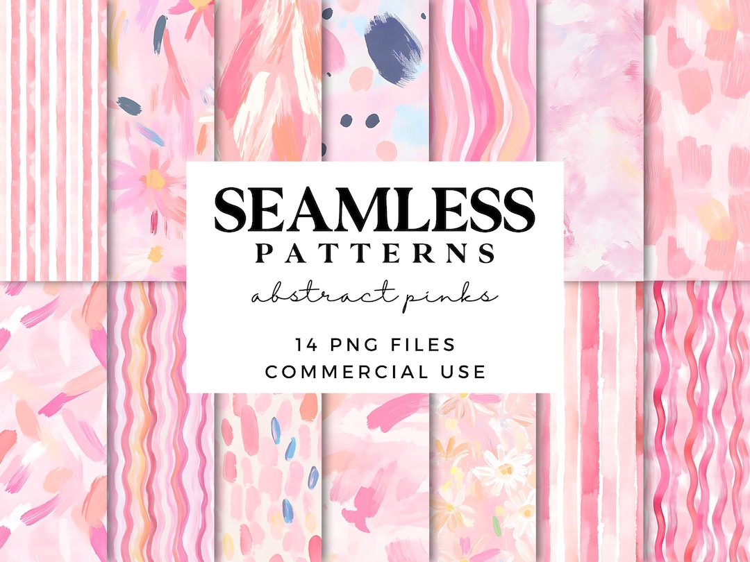 Painterly Pastel Pink Seamless Patterns – Watercolor Digital Paper ...