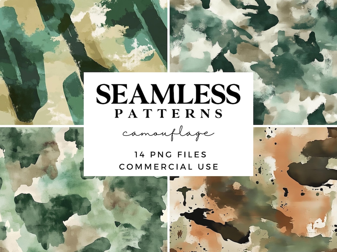 Watercolour Camo Seamless Patterns - Military Camouflage Print ...