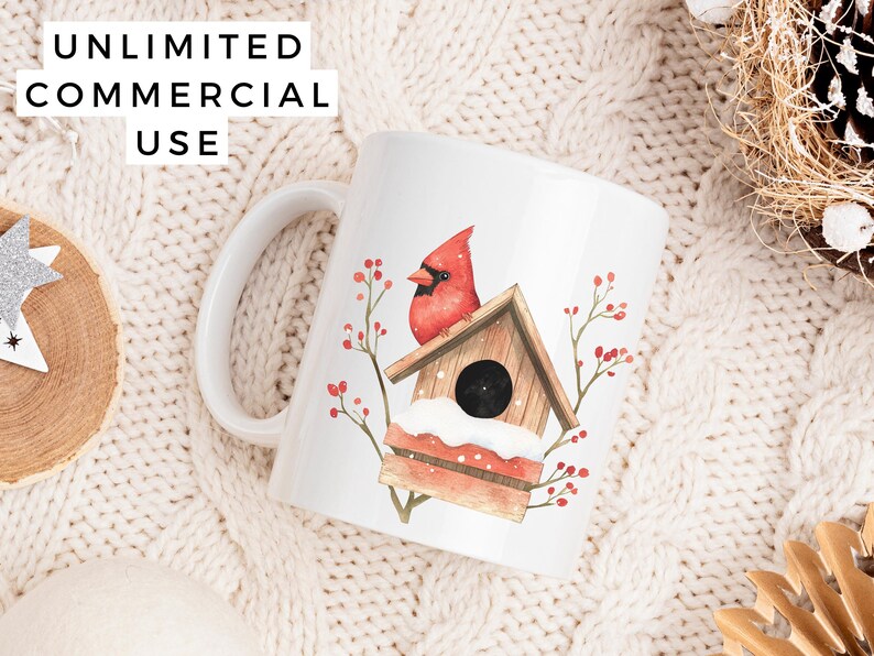 Christmas Birds Clipart - Watercolour Cute Bird Clip Art Illustrations ...