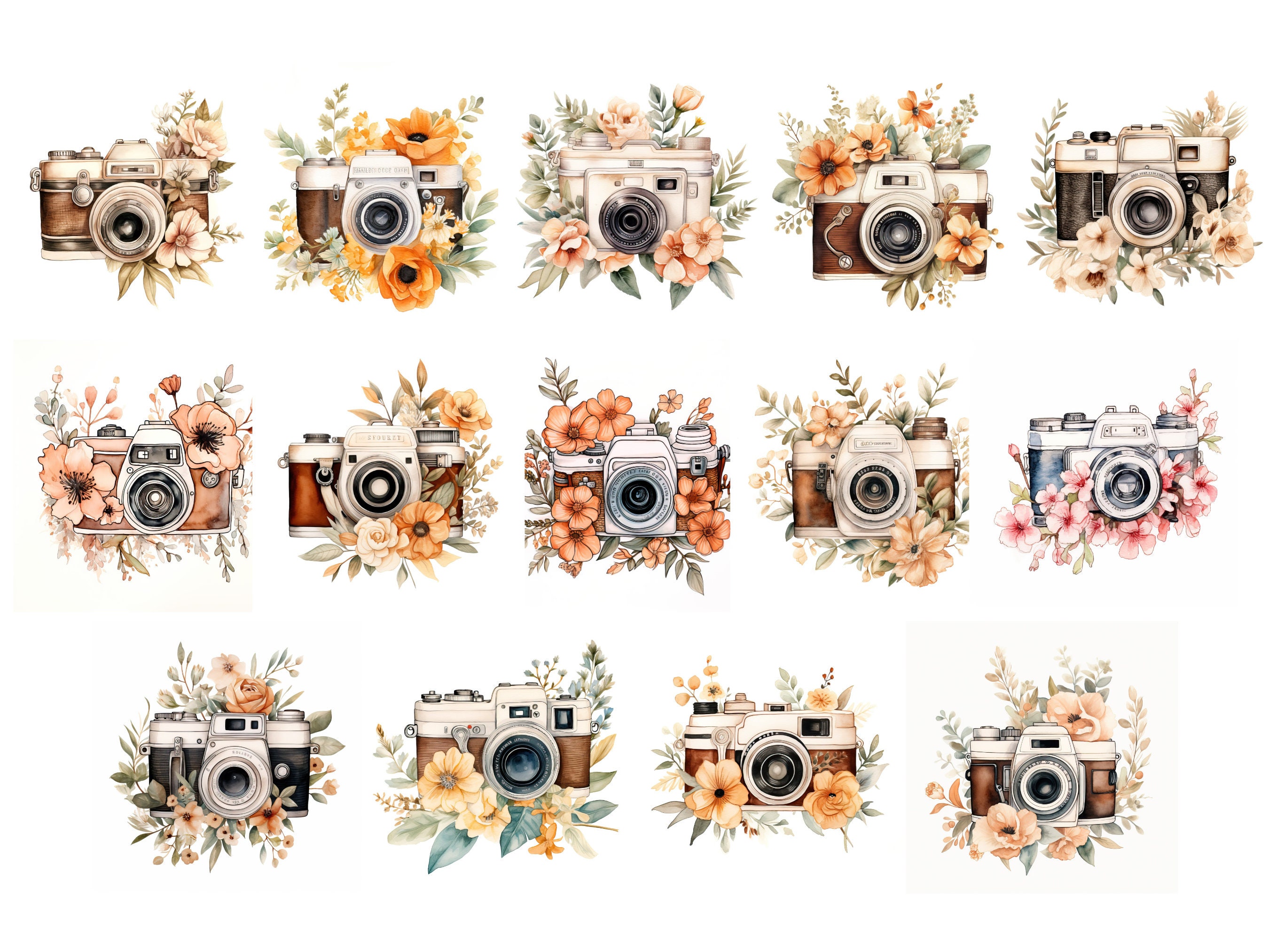 Vintage Camera Clipart With Flowers Floral Clip Art Clipart for ...