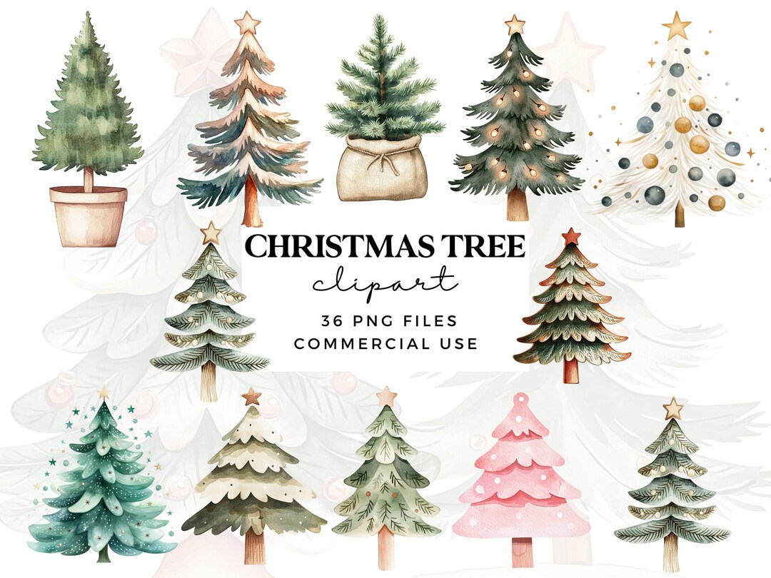 Cute Christmas Tree Clipart Bundle - Festive Xmas Tree Clip Art ...