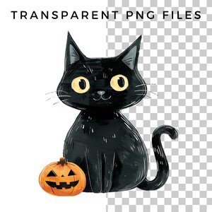 Cute Halloween Cats Clipart PNG - Halloween Clipart - Boho Cats Clipart ...