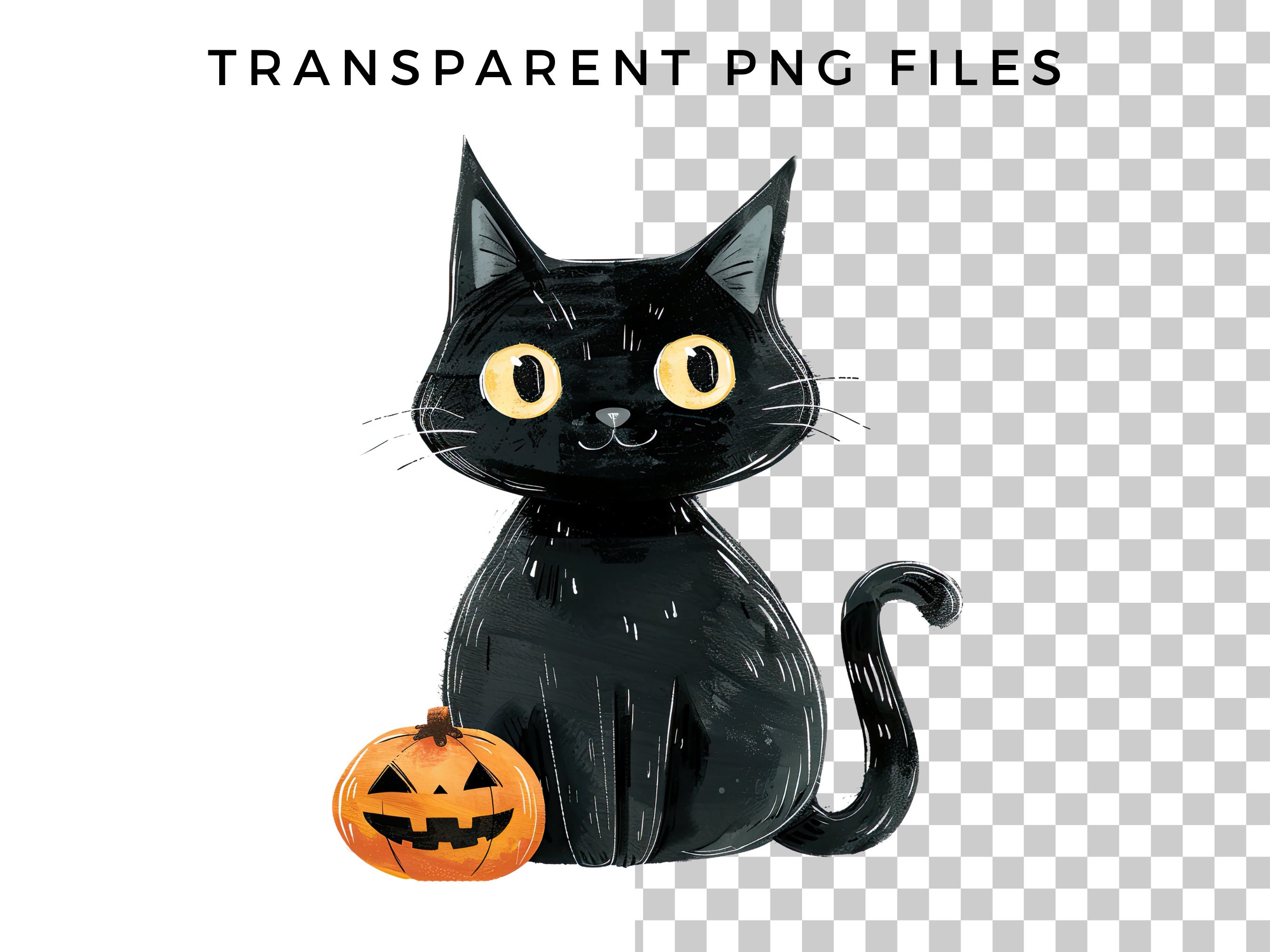 Cute Halloween Cats Clipart PNG - Halloween Clipart - Boho Cats Clipart ...