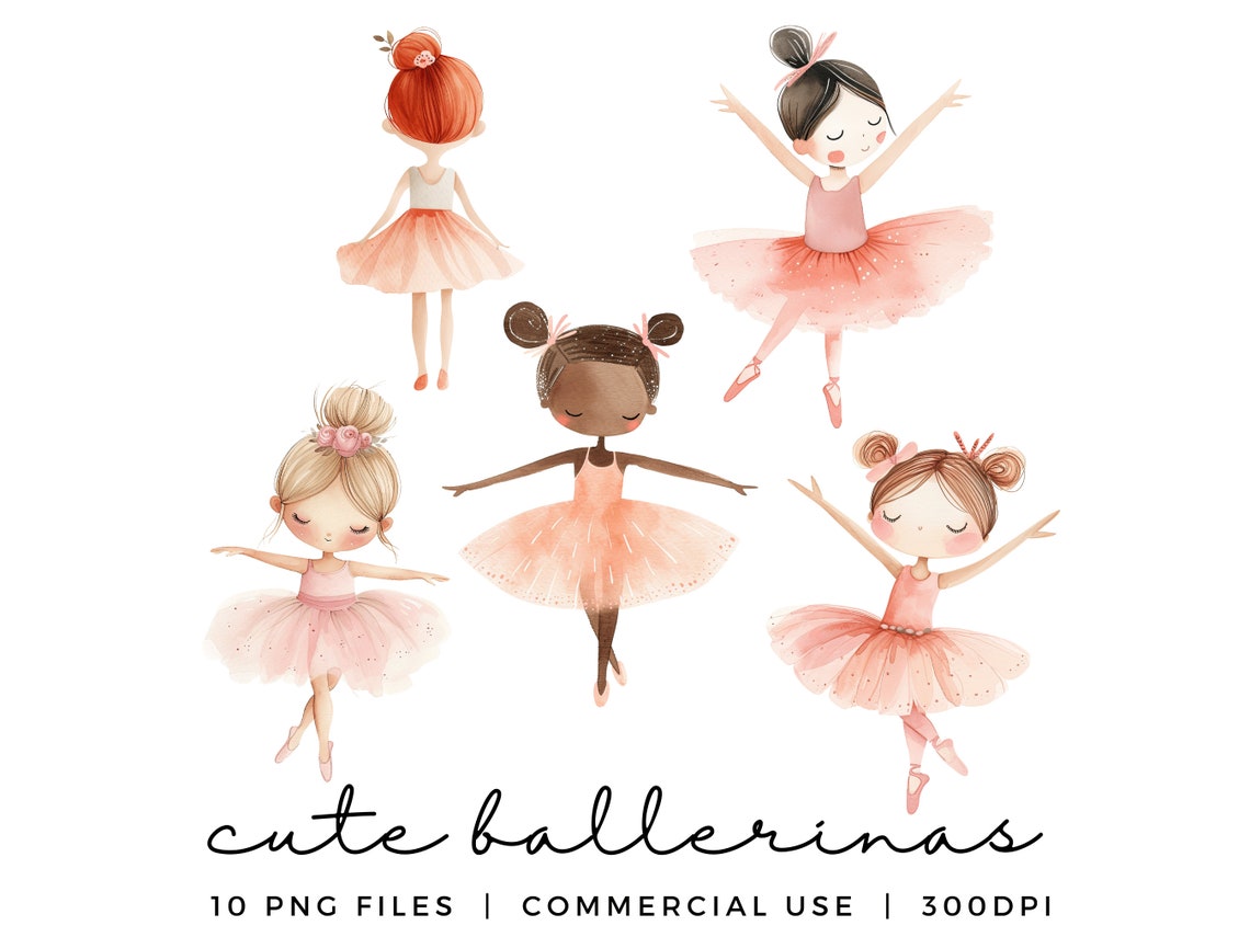 Ballerina Clipart Set Ballet Dance Clip Art for Nursery Wall Art, Kids ...