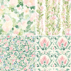 Pink Grand Millennial Seamless Patterns - Pastel Floral Patterns ...