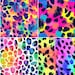 Rainbow Animal Print Seamless Patterns in Neon Colours - Digital Background - Printable ...