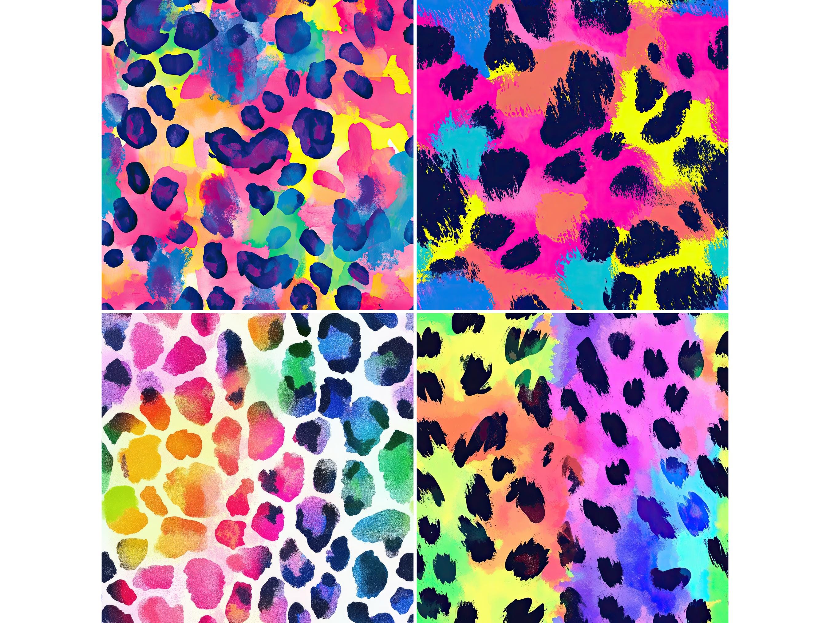 Rainbow Animal Print Seamless Patterns in Neon Colours - Digital ...