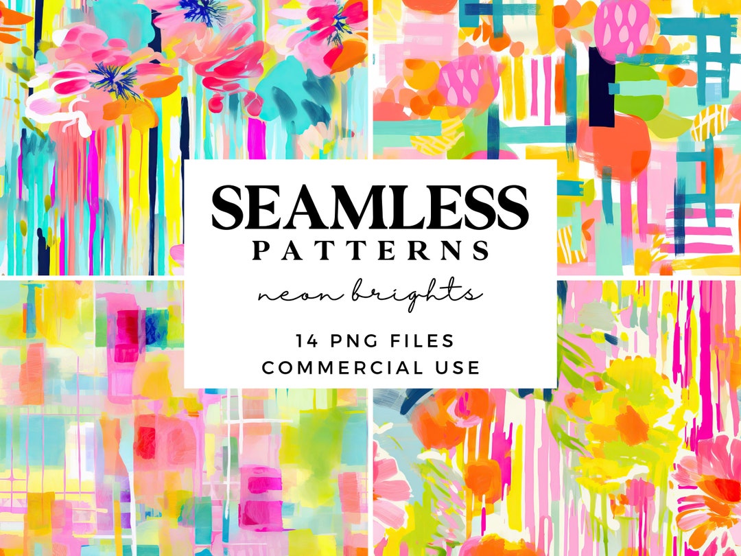 Colourful Abstract Seamless Patterns - Digital Background in Rainbow ...