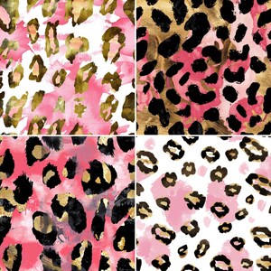 Leopard Print Seamless Patterns in Pink and Gold - Animal Print Digital ...