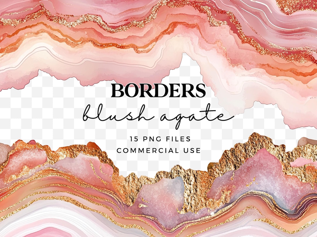 Blush Pink Agate Borders Clipart for Commercial Use - Geode Clip Art ...