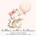 Cute Kitten Clipart - Cat With a Balloon Clip Art for Nursery Wall Art ...