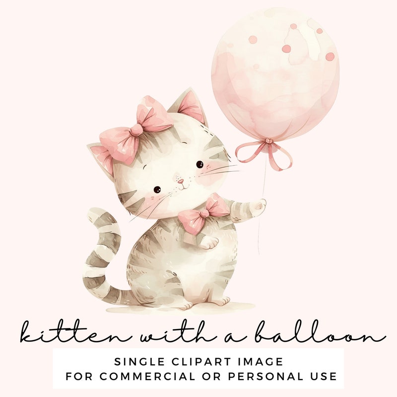 Cat Balloon Clip Art - Etsy