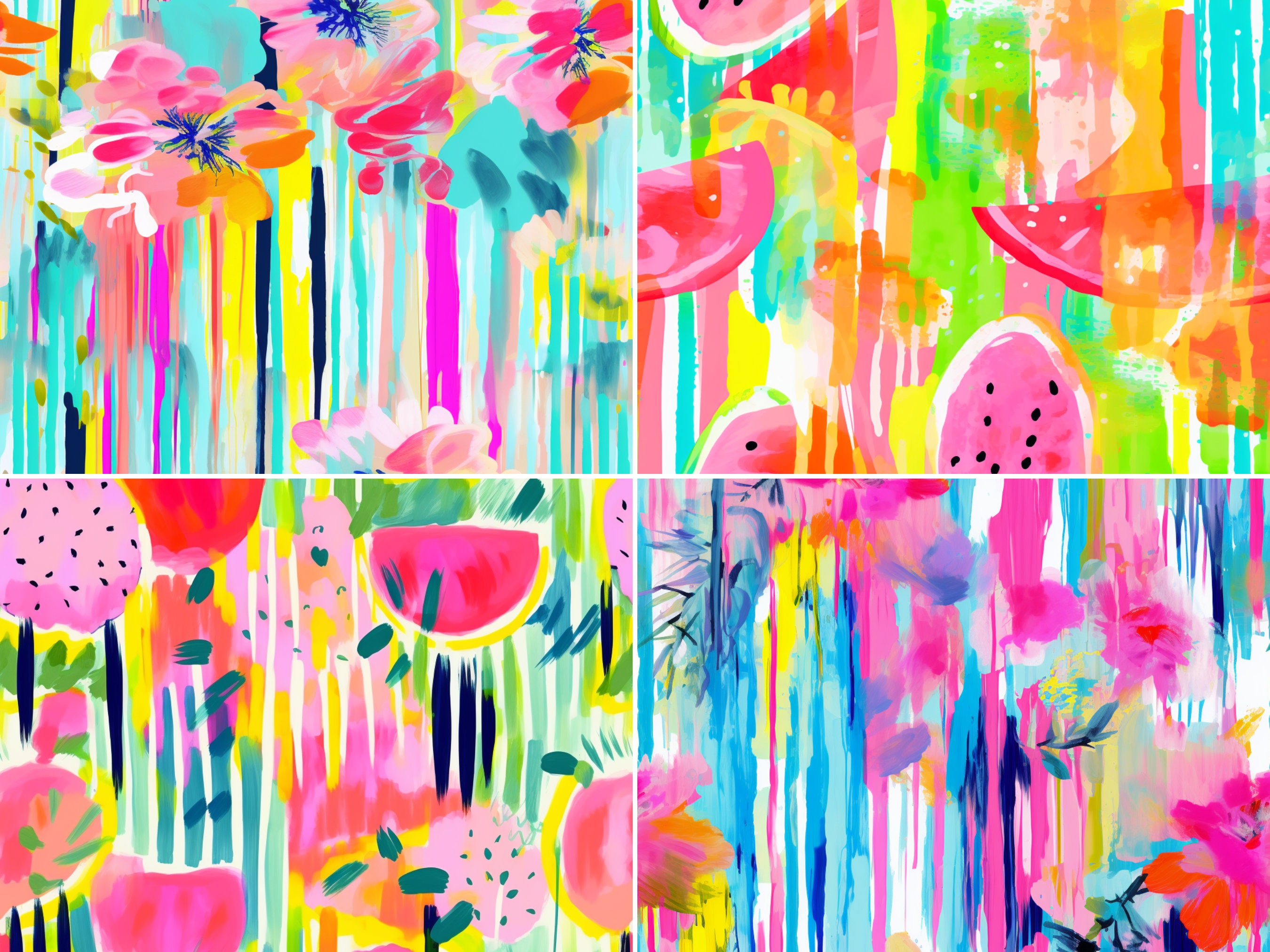 Colourful Abstract Seamless Patterns Digital Background in Rainbow Neon ...