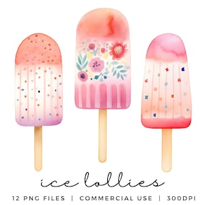 Watercolor Pastel Ice Lolly Clipart Set - Summer Treats - Popsicle ...